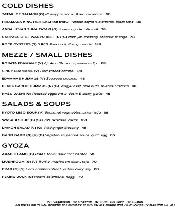 Menu at Taiko - Sofitel Dubai The Obelisk, Dubai