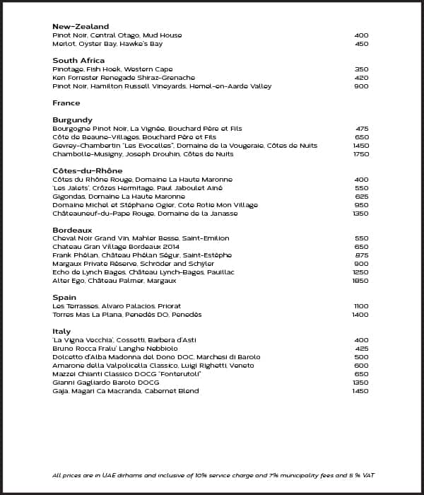 Menu at Taiko - Sofitel Dubai The Obelisk, Dubai