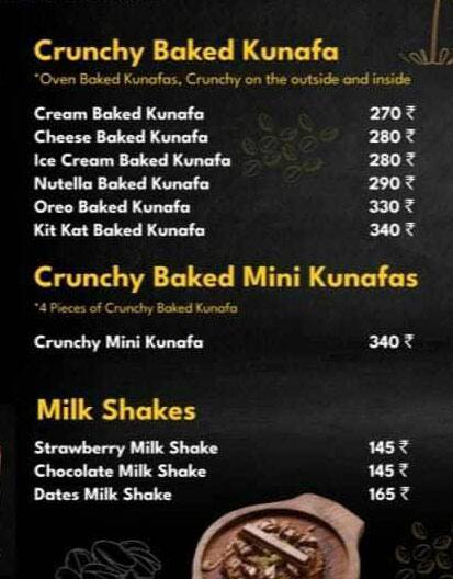 Menu of Kunafa House, Chromepet, Chennai