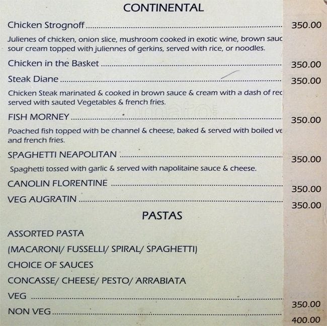 Menu at The Rangoli, Mumbai, Tara Road No. 8