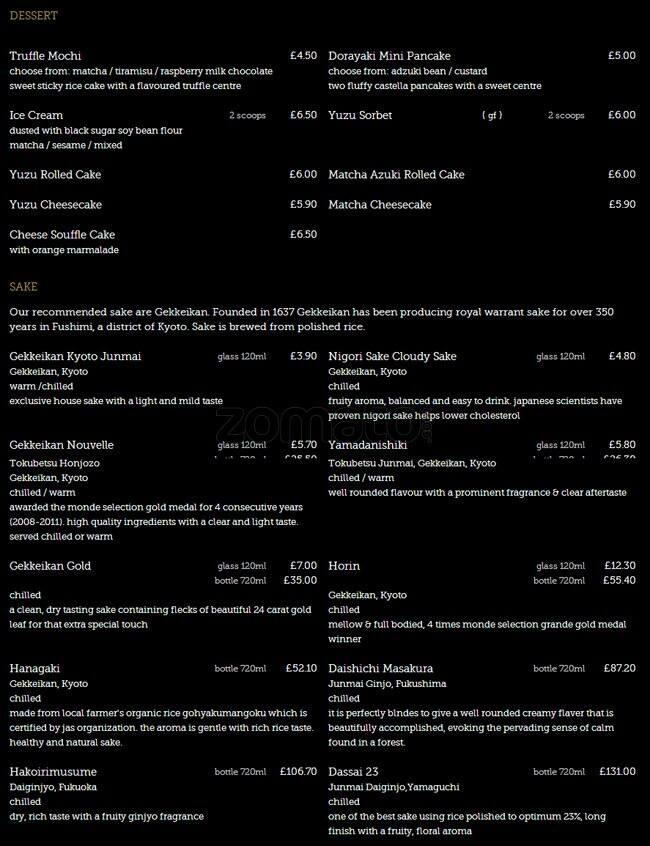 Menu at Shoryu Ramen Express, London