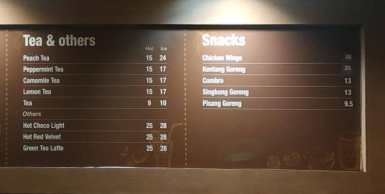 Menu at SALERO KEDAI KOPI, Jakarta