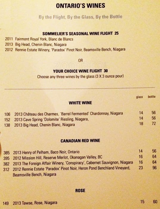 Menu at EPIC Restaurant & Lounge, Toronto