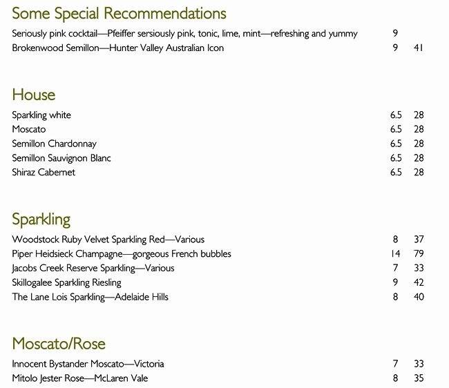 Menu at Caledonian Hotel pub & bar, North Adelaide