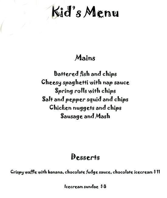 Menu at Caledonian Hotel pub & bar, North Adelaide