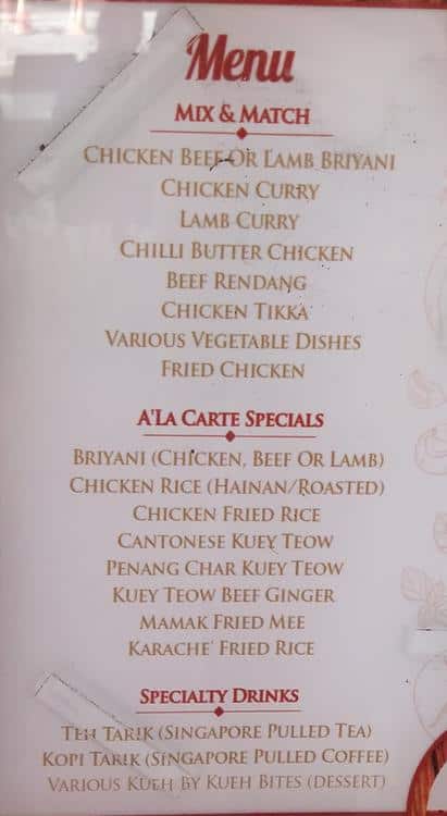 Menu at KARACHE' BY SANI restaurant, Perth, 124 Murray St