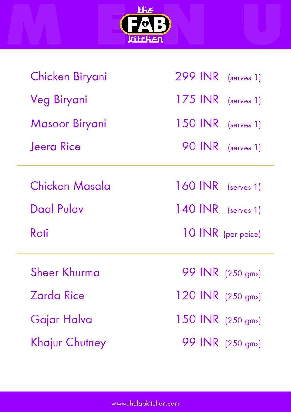 The Fab Kitchen Menu, Menu for The Fab Kitchen, Sarkhej, Ahmedabad - Zomato