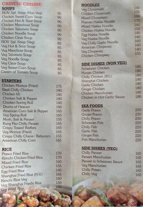 Menu at Novelty Restaurant, Jamshedpur, Regal Cinema Building