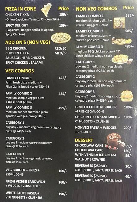 Menu at The Bangalore Pizza House, Bengaluru