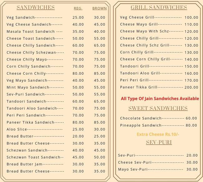 Menu of Sandwiches & More, Goregaon West, Mumbai