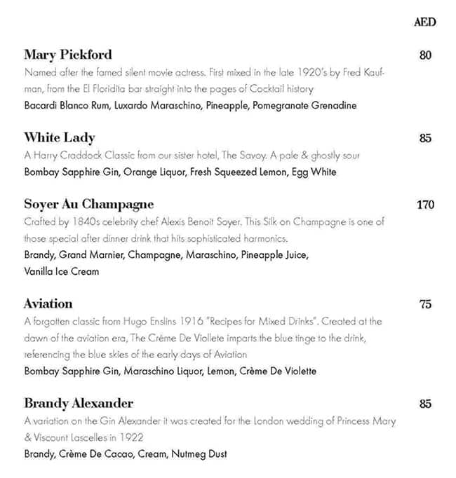 Menu at Crossroads - Raffles Dubai pub & bar, Dubai