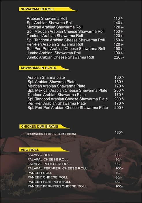 Menu of Arabian Bites, Dhankawadi, Pune