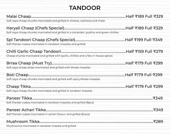 Menu of Sadak Chaap, Prahlad Nagar, Ahmedabad