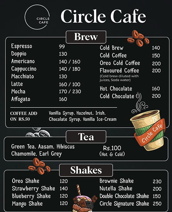 Menu of Circle Cafe, Oshiwara, Andheri West, Mumbai