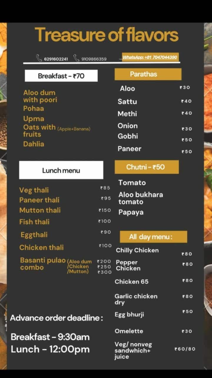 Menu of Treasure Of Flavours, New Town, Kolkata