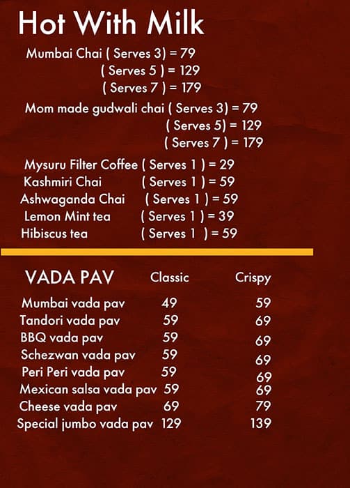 Menu of Mumbai Chai & Snacks, Bellandur, Bangalore