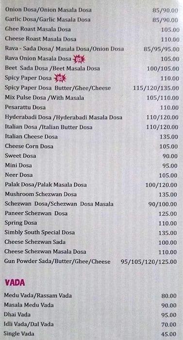 Menu at Simbly South, Mumbai, Shop No. 4