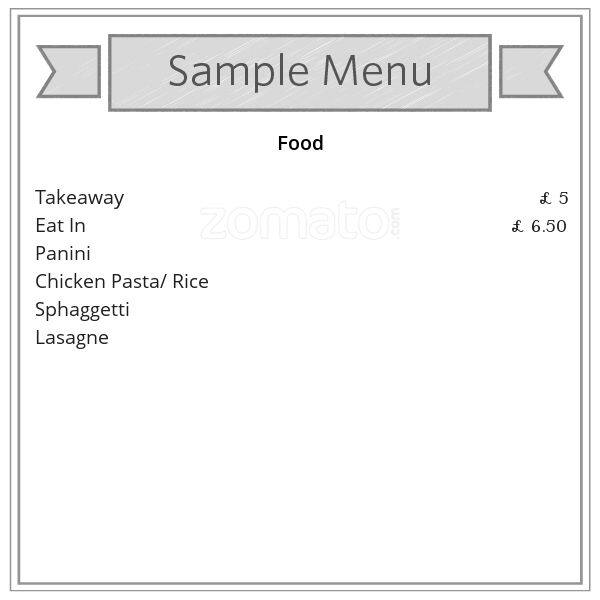 Menu at H.T. Harris cafe, London