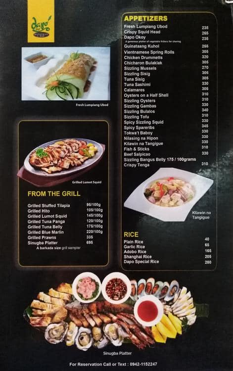 Menu at Dapo Bar and Resto, Quezon City