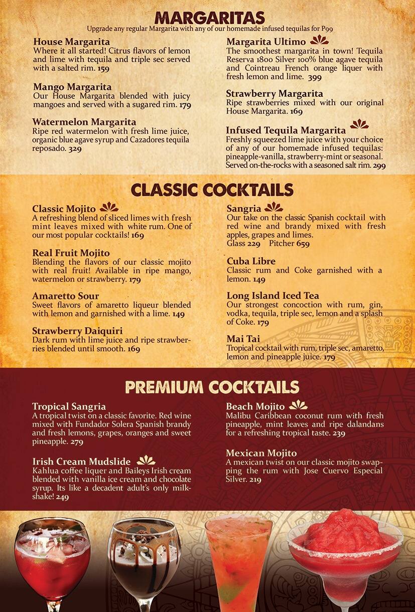 Menu at Agave Mexican Cantina restaurant, Taguig