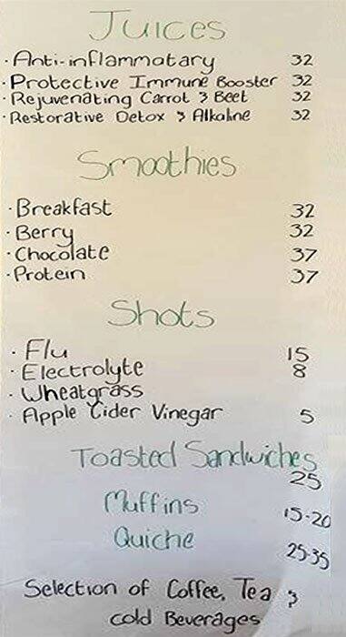 Menu at Real Food Co cafe, Cape Town, 43 Panorama Drive