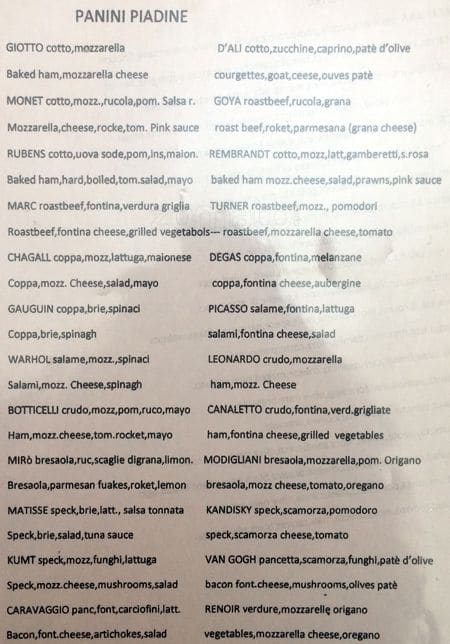 Menu da Il Baretto, Milano, V. Filippo Turati