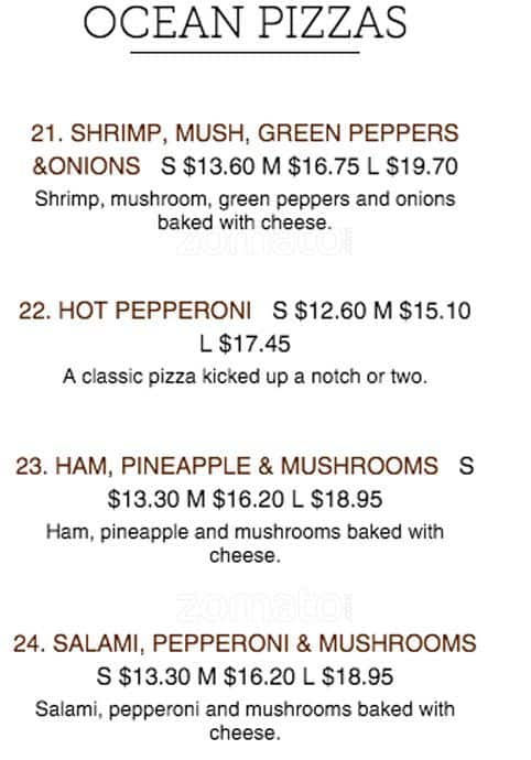 Menu at Ocean Park Pizza & Steak House pizzeria, Abbotsford, 102-2596 ...