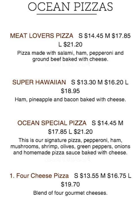 Menu at Ocean Park Pizza & Steak House pizzeria, Abbotsford, 102-2596 ...