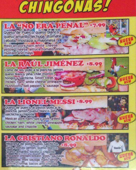 Menu at Doña Torta Chilanga restaurant, Chicago, W Cermak Rd