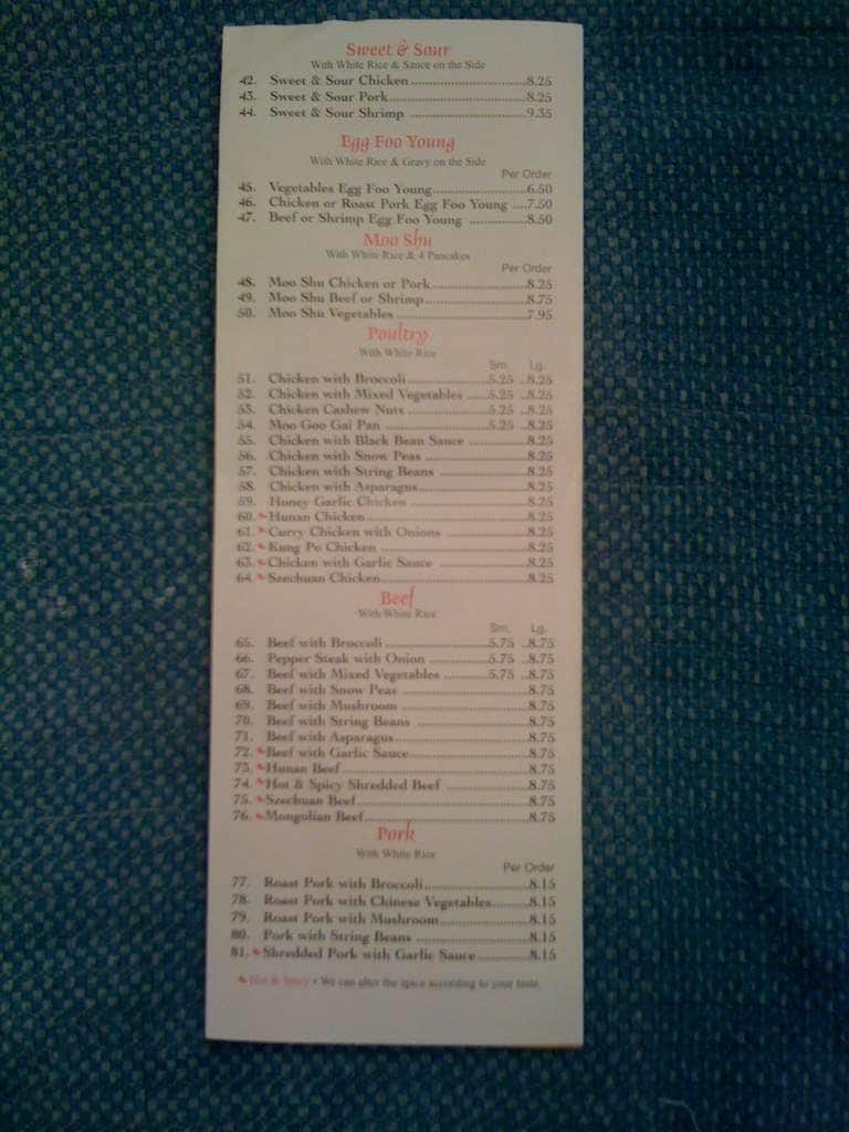 Menu at China Sky restaurant, Sunrise, W Commercial Blvd