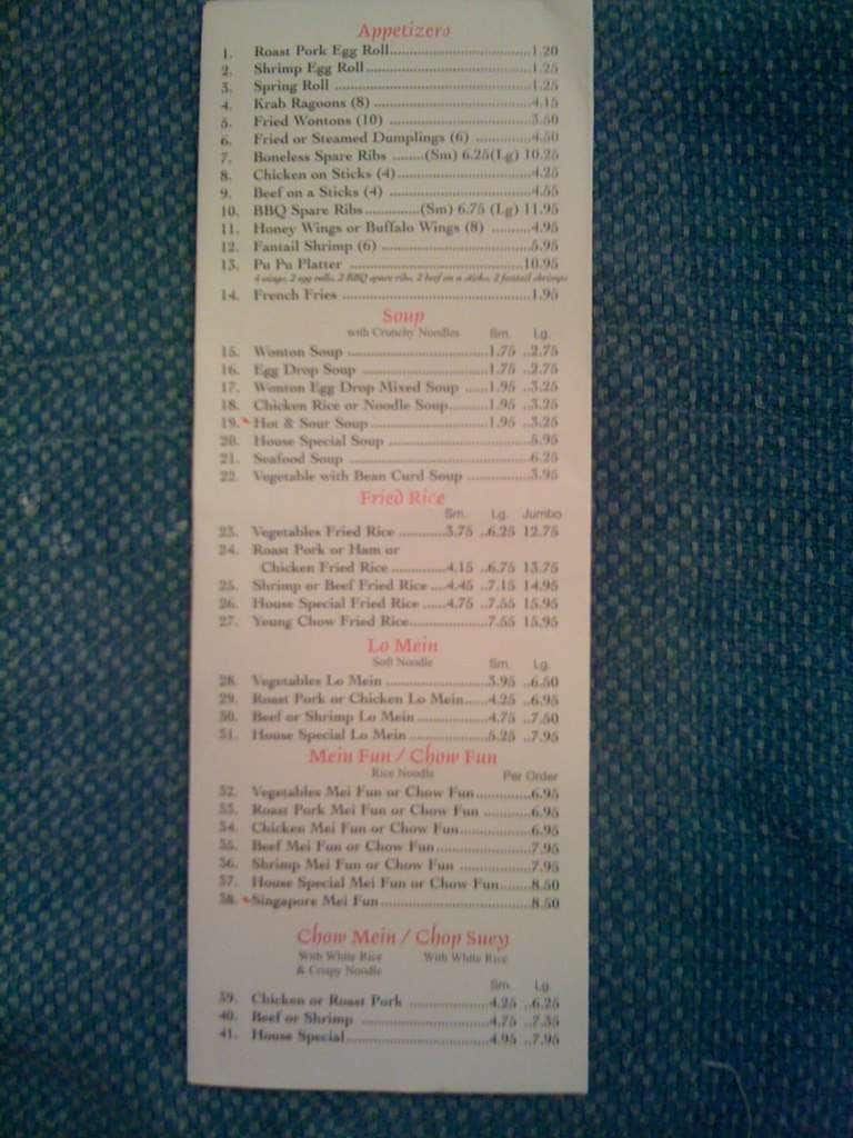 Menu at China Sky restaurant, Sunrise, W Commercial Blvd