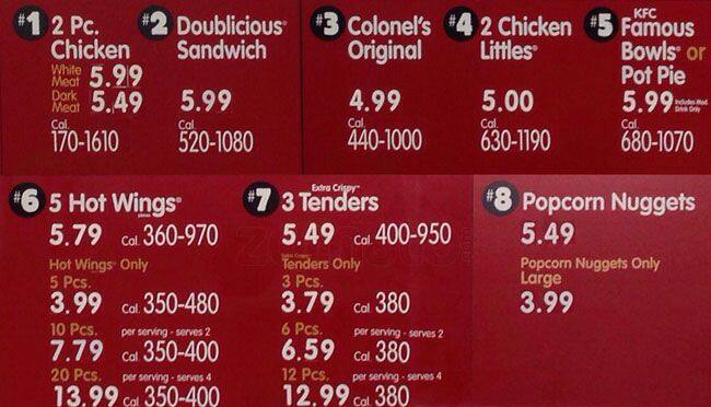 Kentucky Fried Chicken Menu Naples Fl
