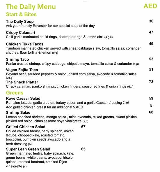 Menu at The Daily City Centre restaurant, Dubai, Rove City Centre