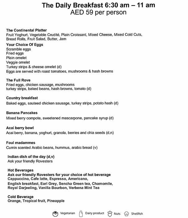 Menu at The Daily City Centre restaurant, Dubai, Rove City Centre