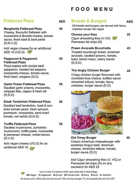 Menu at The daily Rove at the park restaurant, UAE, W267+8FW