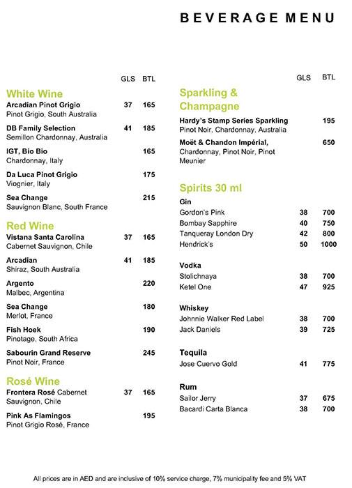 Menu at The daily Rove at the park restaurant, UAE, W267+8FW