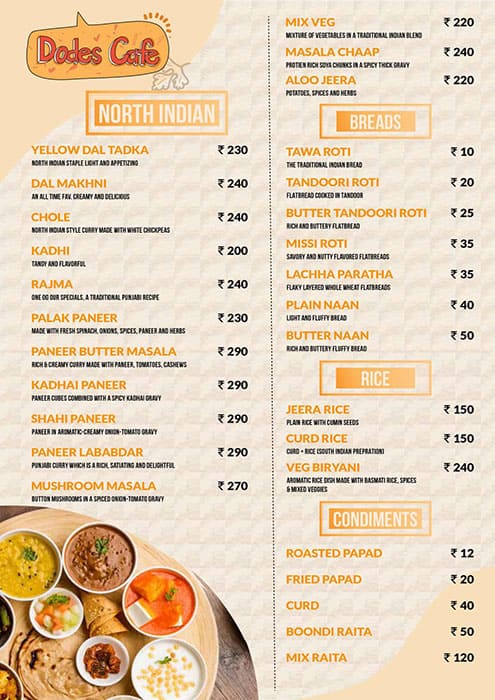 Menu of Dode's Cafe, Indirapuram, Ghaziabad