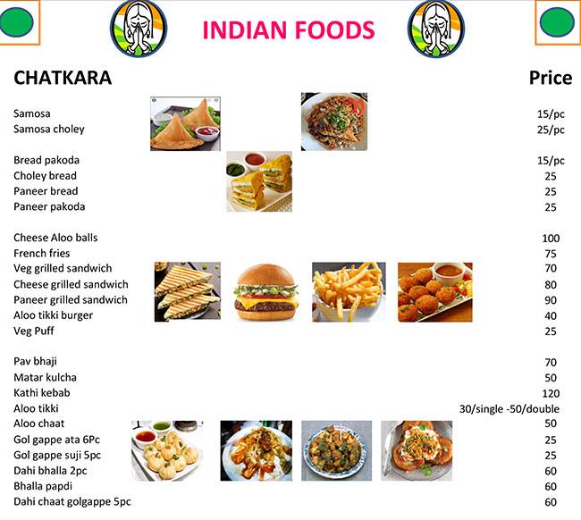 Menu of Indian Foods, Sector 38, Noida