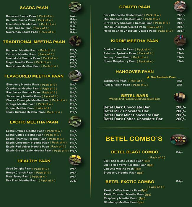Menu of The Betel Leaf Co - Originally from Bangalore, Erandwane, Pune