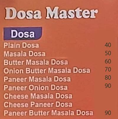 Menu of Dosa Master, Sector 22, Noida