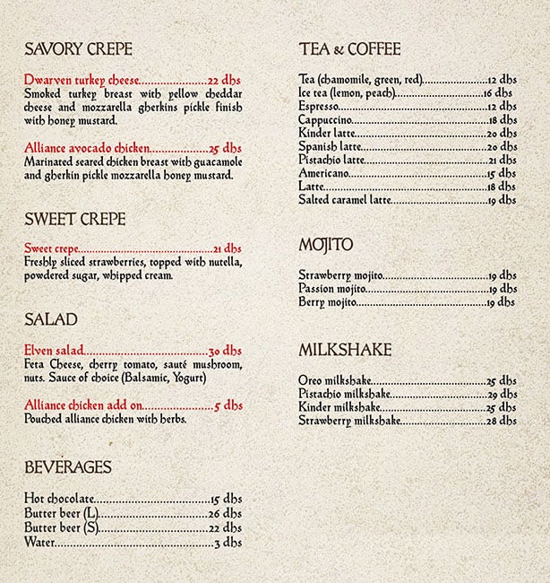 Menu of Table Top Tavern Board Game Cafe, Istiqlal, Abu Dhabi