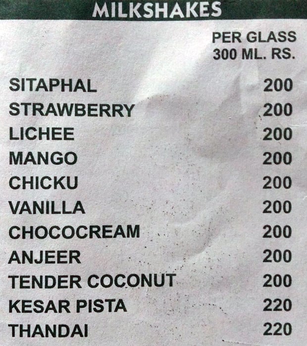 Menu at Sancha Ice Creams, Mumbai, Shop No. 5