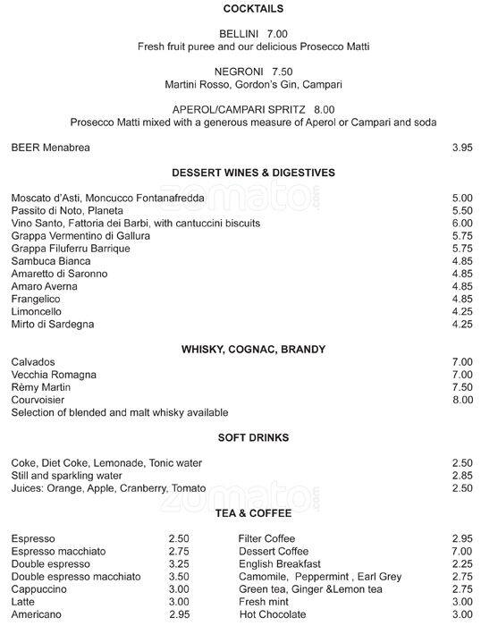 Menu at The Red Pepper restaurant, London, 8 Formosa St