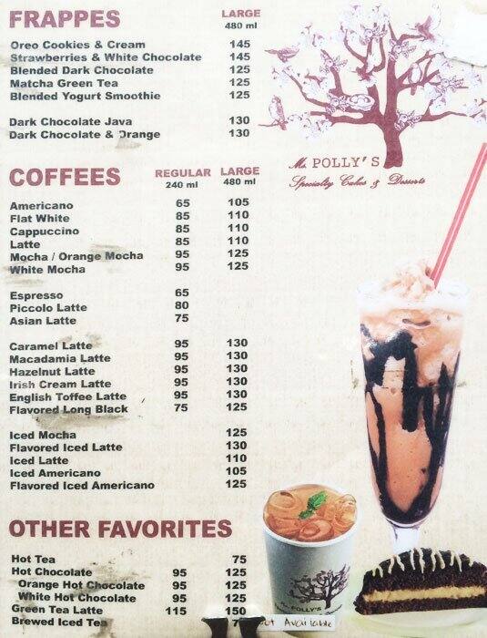 Menu at Ms. Polly's Specialty Cakes and Desserts, Parañaque