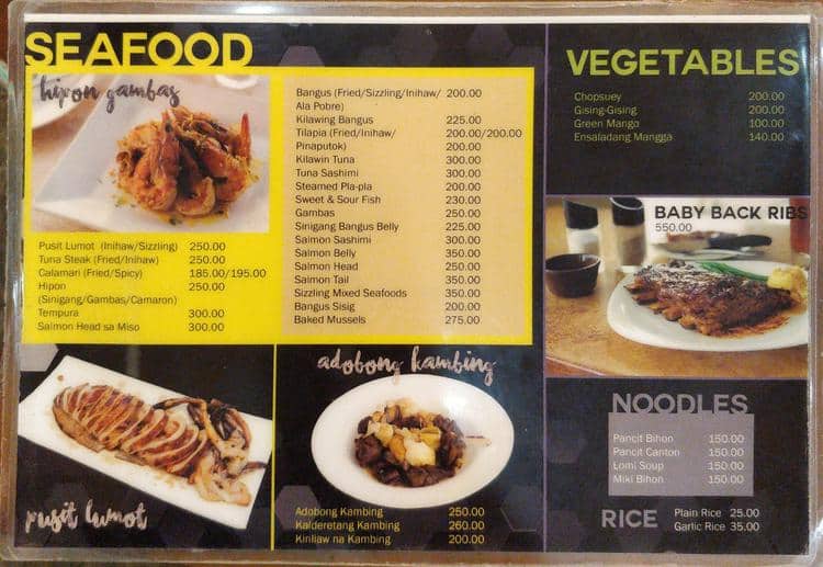 Menu at The Gulpers Restaurant, Quezon City