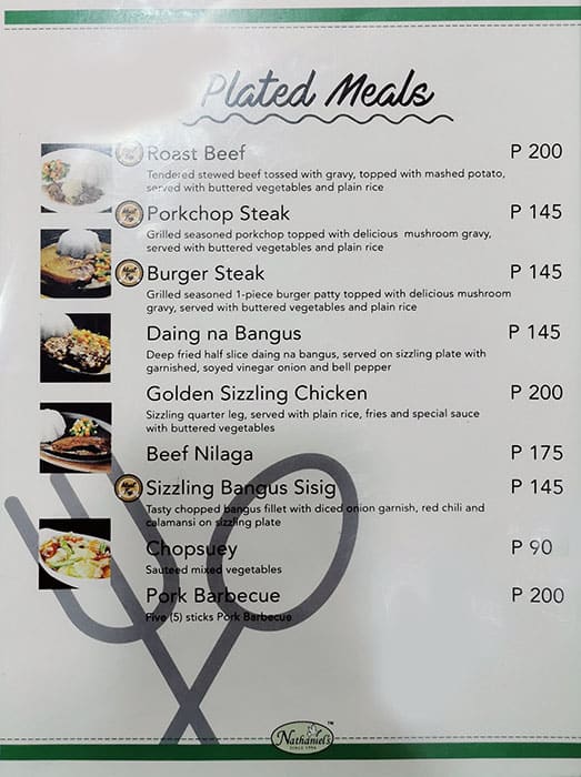 Menu at Nathaniel’s Bakeshop restaurant, Muntinlupa, Sycamore Arcade