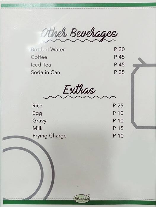 Menu at Nathaniel’s Bakeshop restaurant, Muntinlupa, Sycamore Arcade