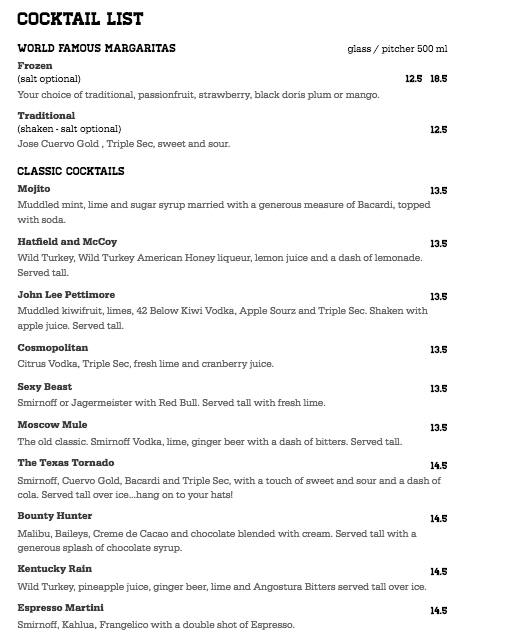 Menu at Lone Star pub & bar, Auckland, 335 Lake Rd