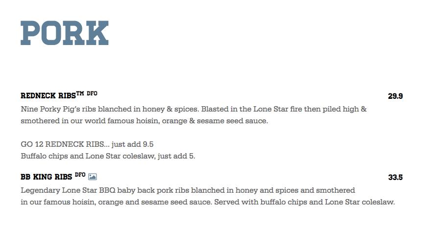 Menu at Lone Star restaurant, Auckland, 223 Green Ln W