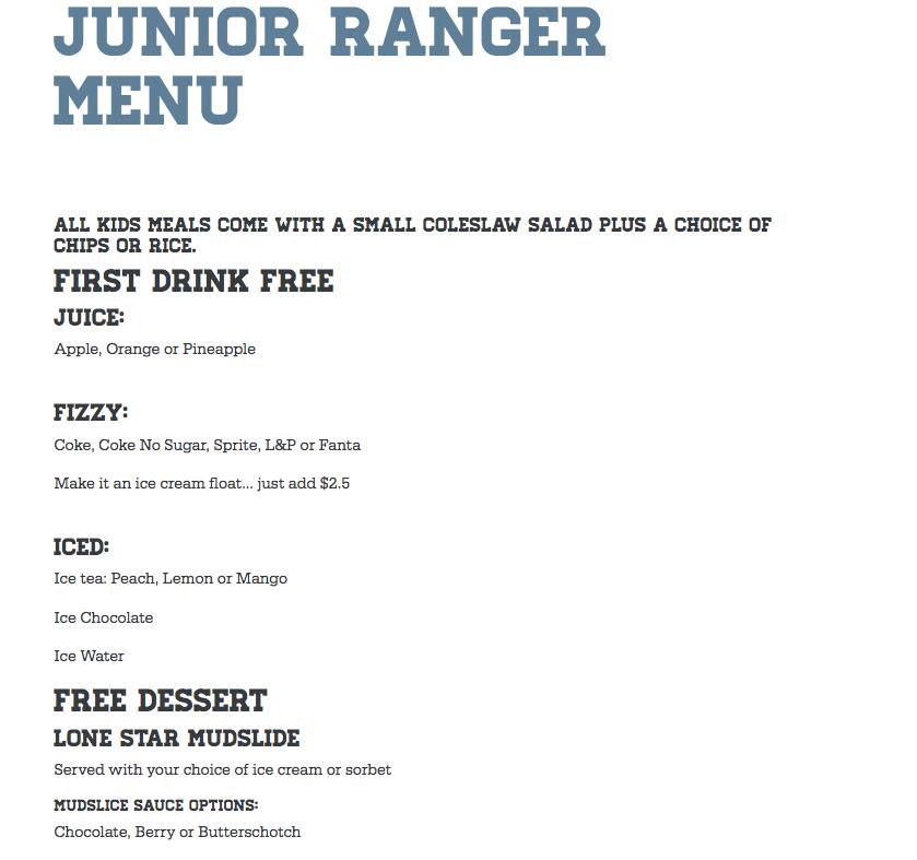 Menu at Lone Star restaurant, Auckland, 223 Green Ln W